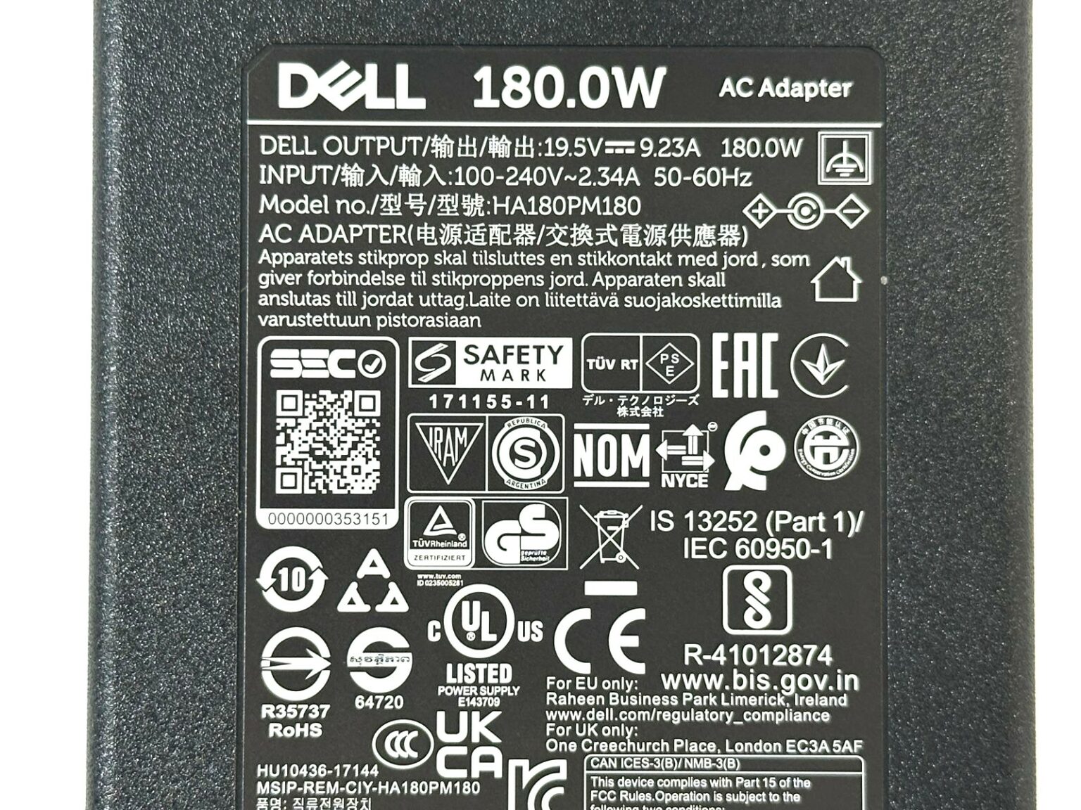 CARGADOR DELL 19.5V 9.23A 180W (7.4*5.0) – Soluciones Portátiles
